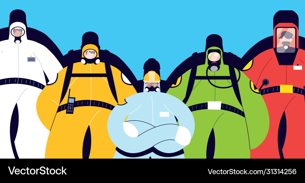 Men in protective suits safety clothing Royalty Free Vector