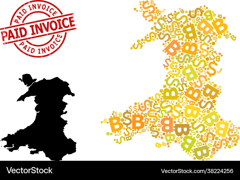 Rubber paid invoice stamp seal with dollar Vector Image