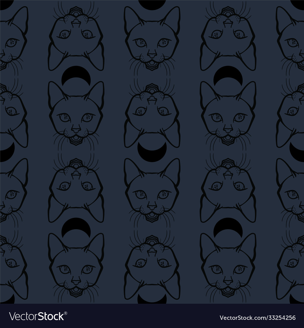 Seamless repeat pattern design with cats Vector Image