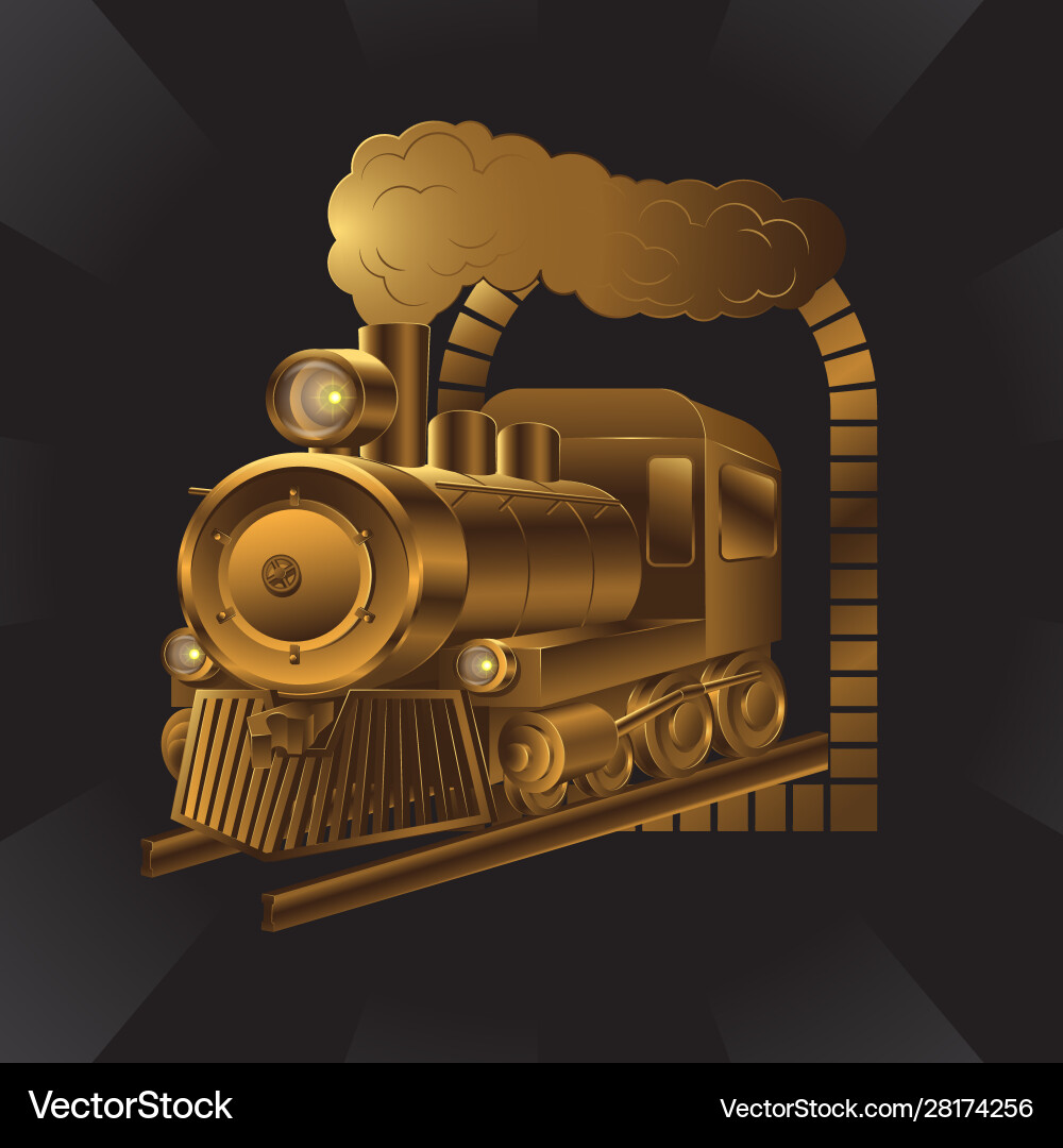 Vintage transport train gold isolated Royalty Free Vector