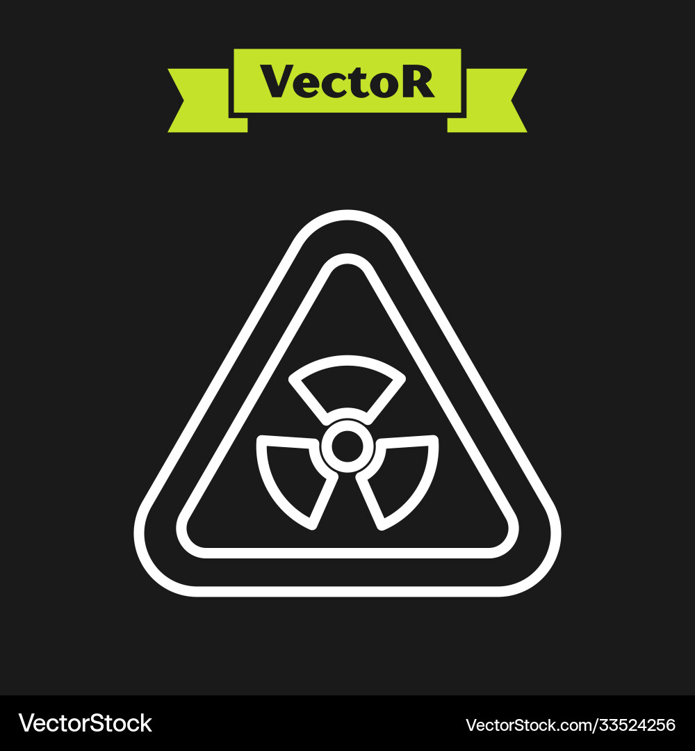 White line triangle sign with radiation symbol Vector Image