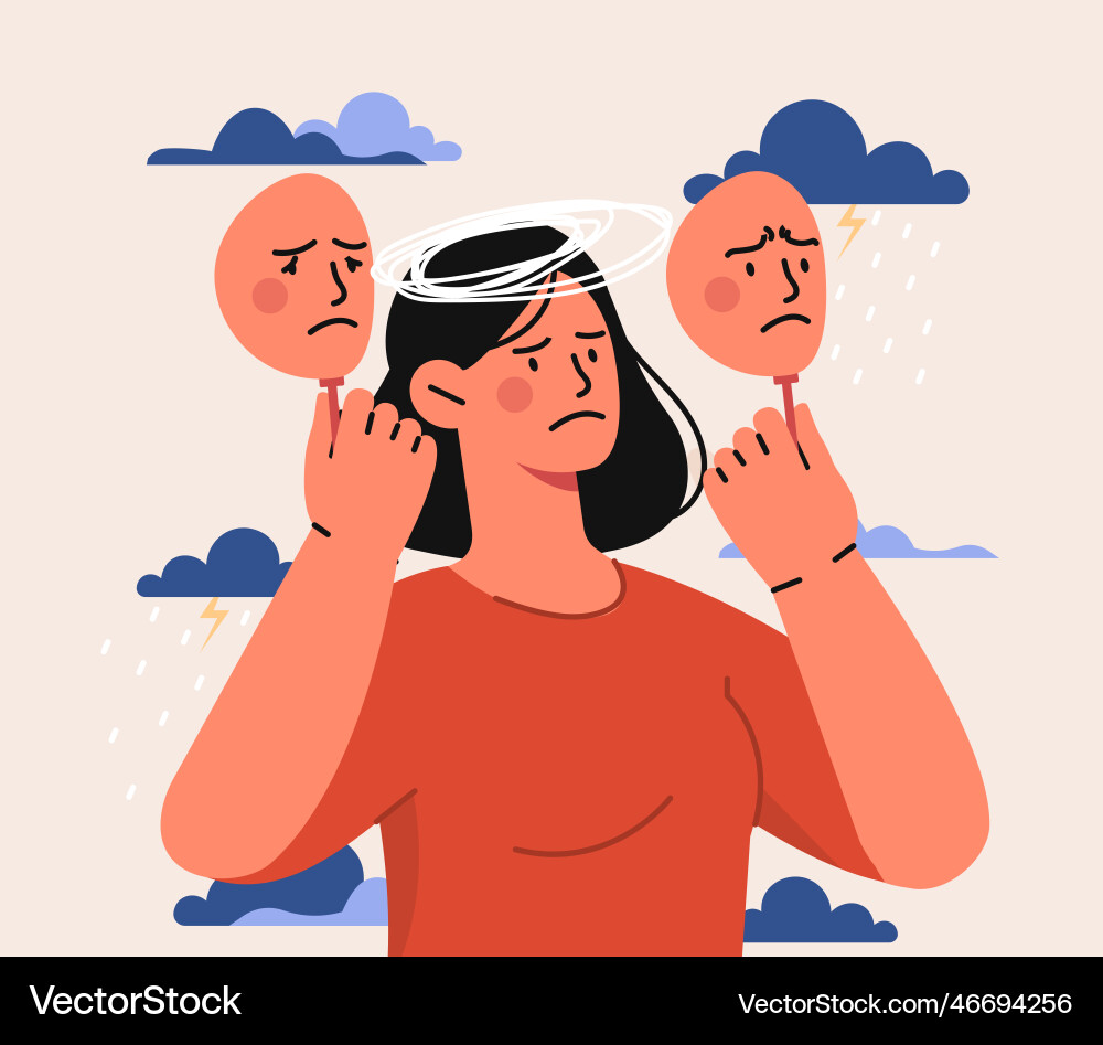 Woman with bipolar disorder Royalty Free Vector Image