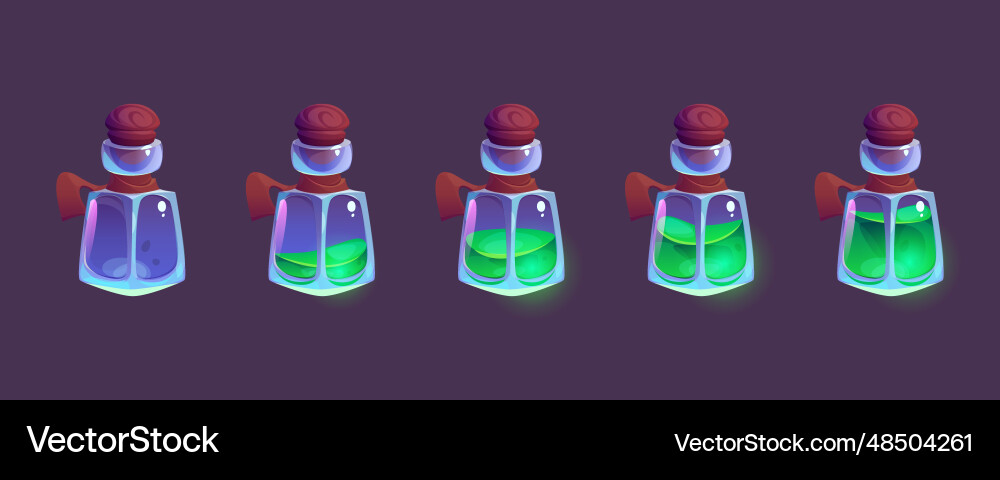 Chemical laboratory potion bottle game animation Vector Image