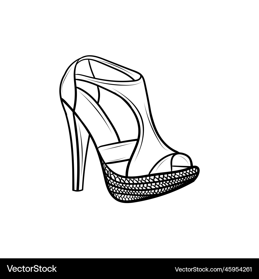 Elegant woman high heels boot line design Vector Image