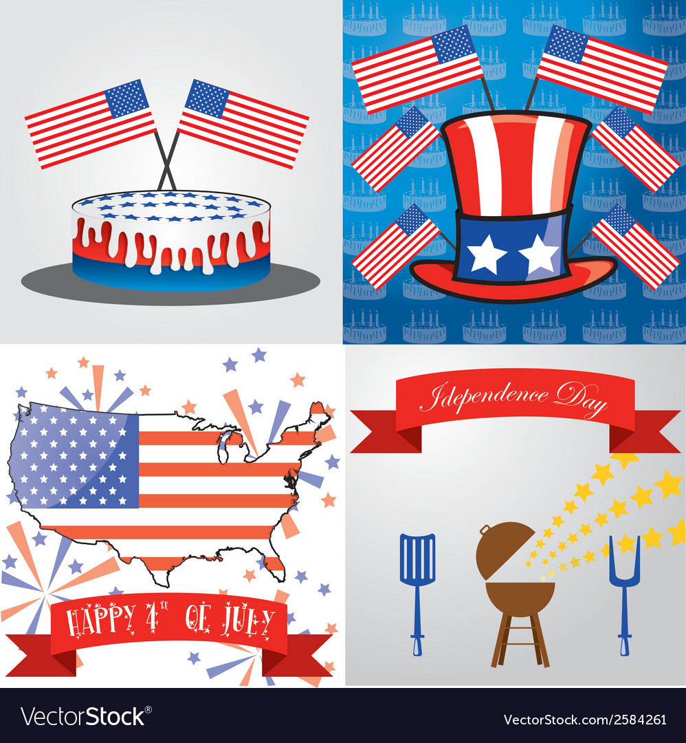 Four different backgrounds with objects Royalty Free Vector