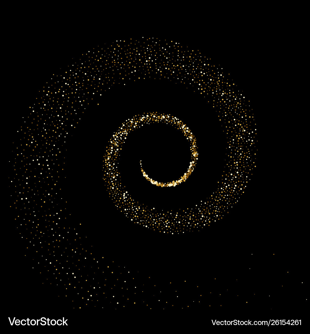 Golden glitter spiral particles circle twirl Vector Image