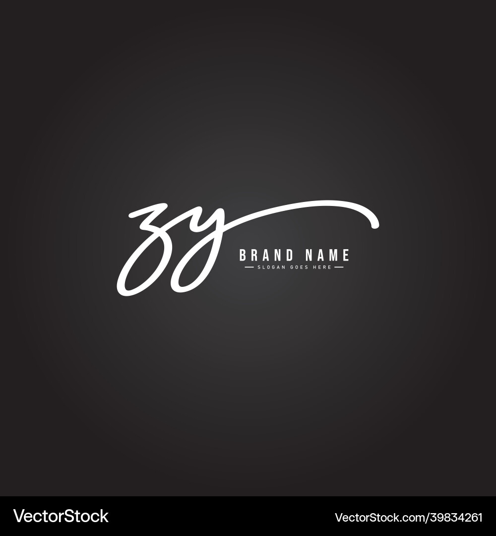 Initial letter zy logo hand drawn signature Vector Image