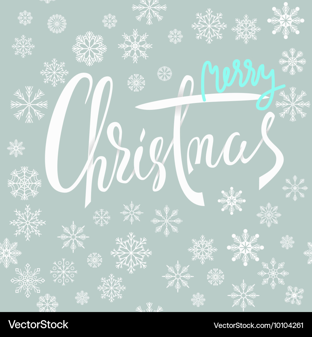 Merry christmas blue and white lettering design Vector Image