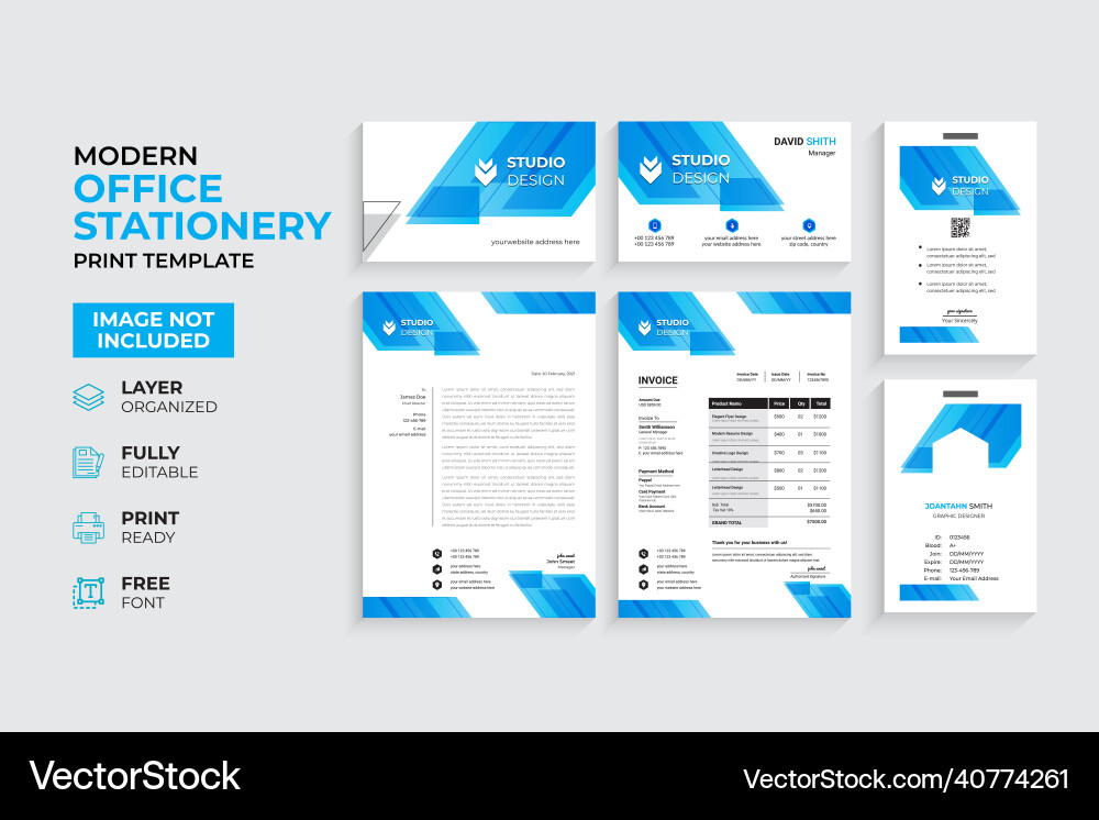 Modern office stationery print template free Vector Image