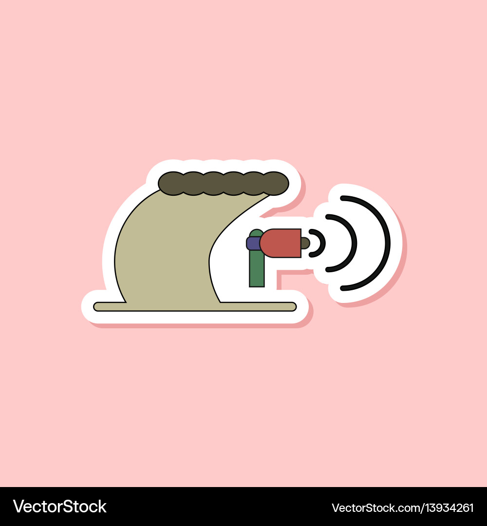 Paper sticker on stylish background tsunami Vector Image