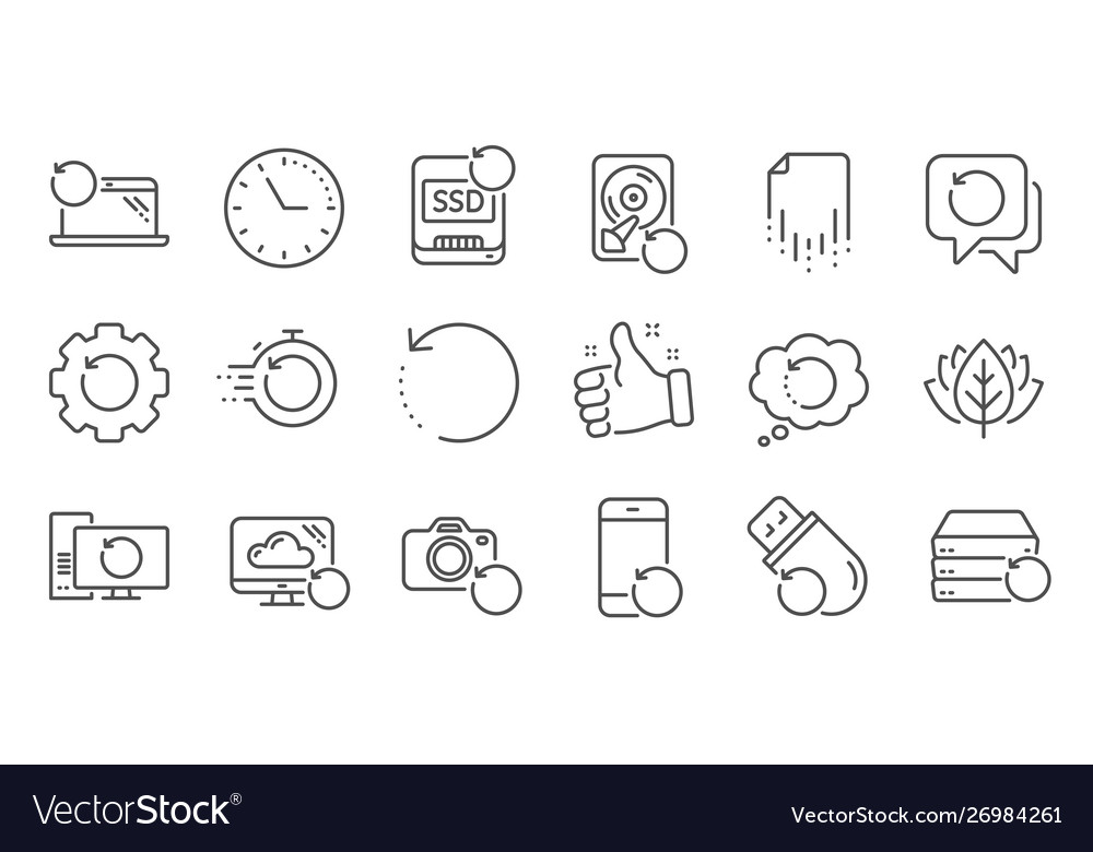 Recovery line icons backup restore data Royalty Free Vector Recovery line icons backup restore data Royalty Free Vector
