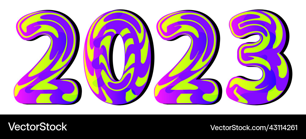 Stylized metal color chrome liquid numbers Vector Image