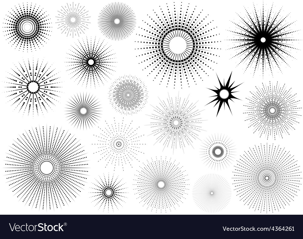 Sunburst Set Royalty Free Vector Image Vectorstock