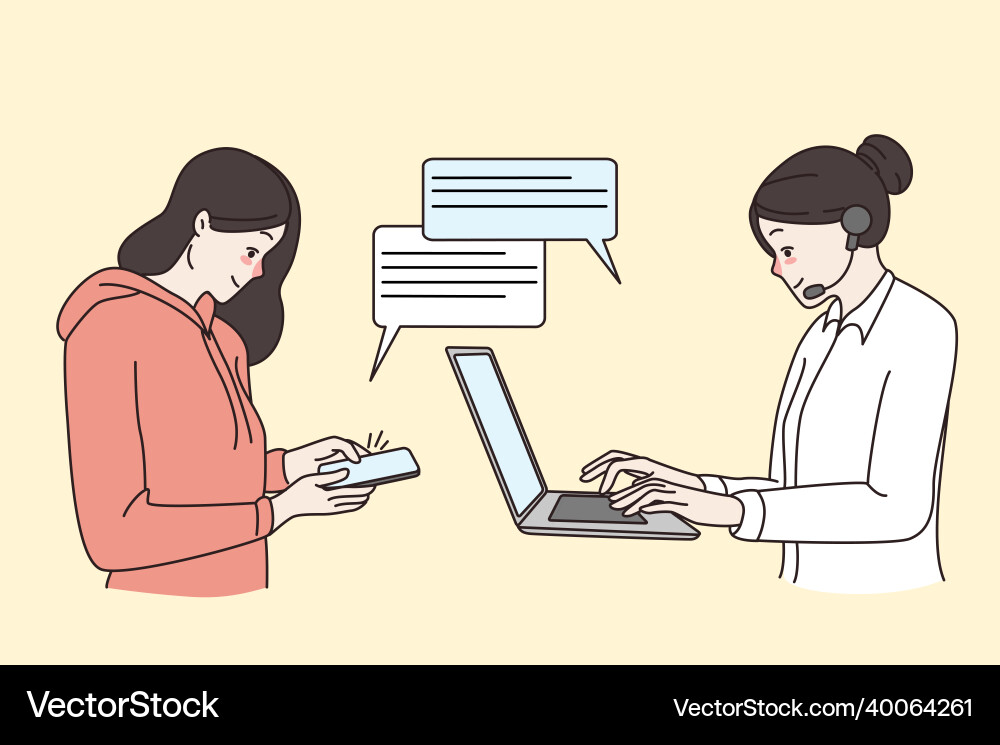 Woman chat online with customer support service Vector Image