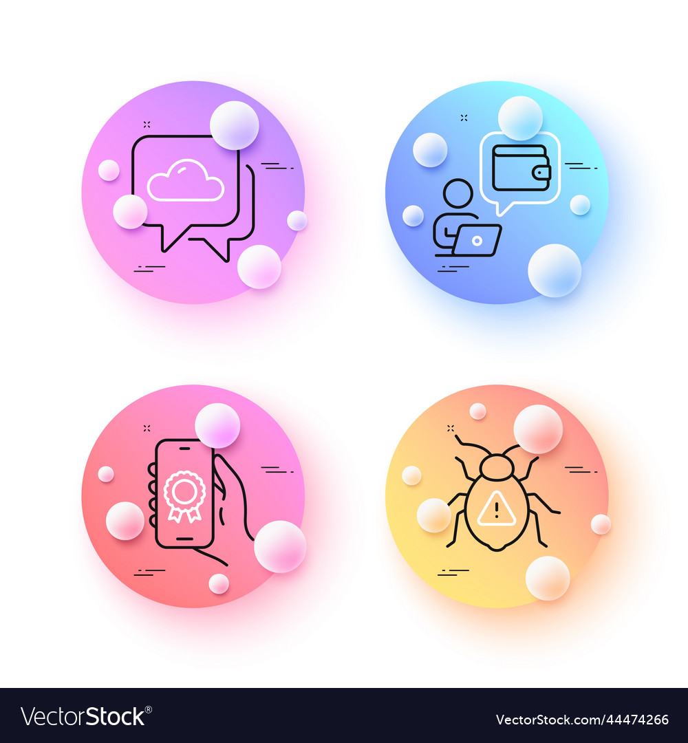 Award app software bug and wallet minimal line Vector Image