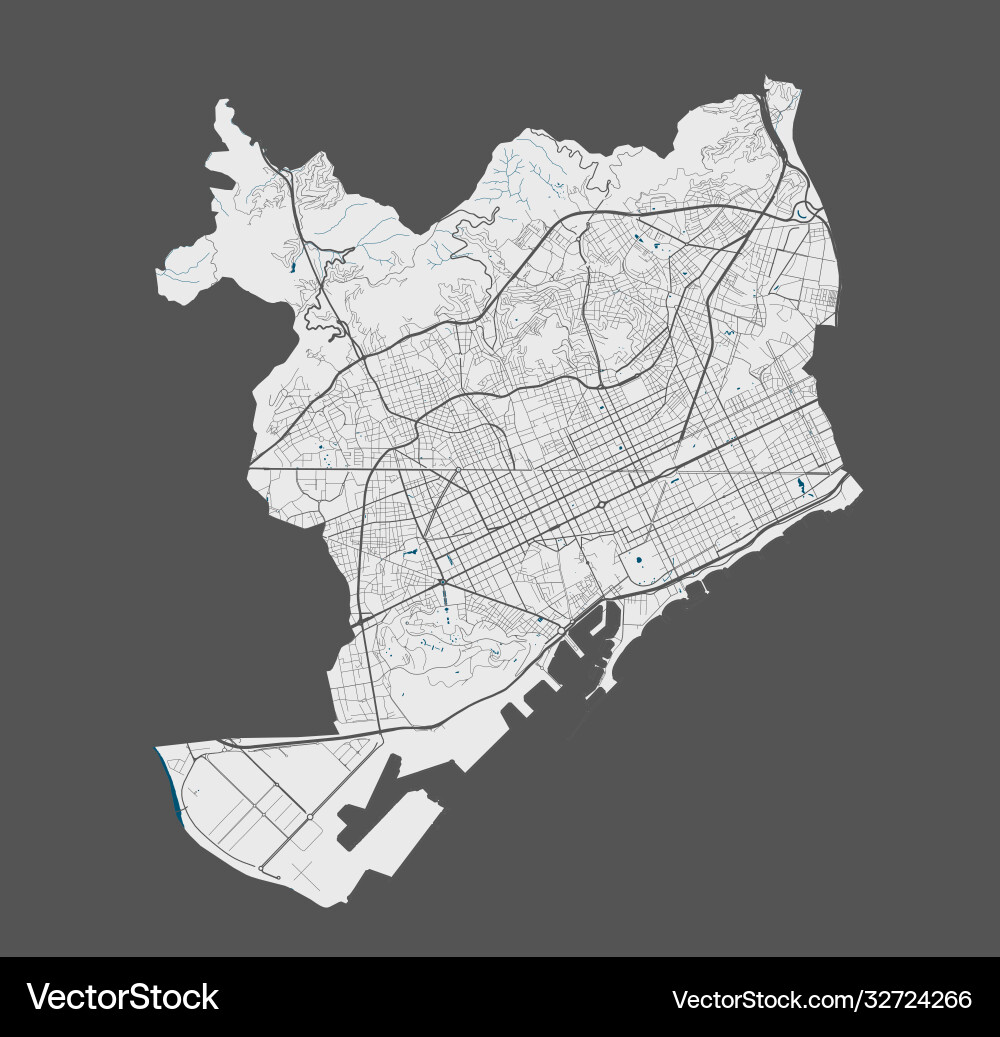 Barcelona map detailed map city Royalty Free Vector Image