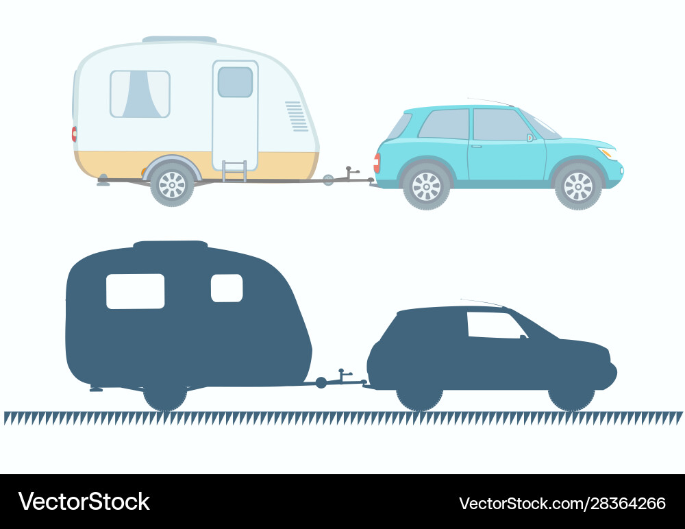Car with trailer house isolated on white Vector Image
