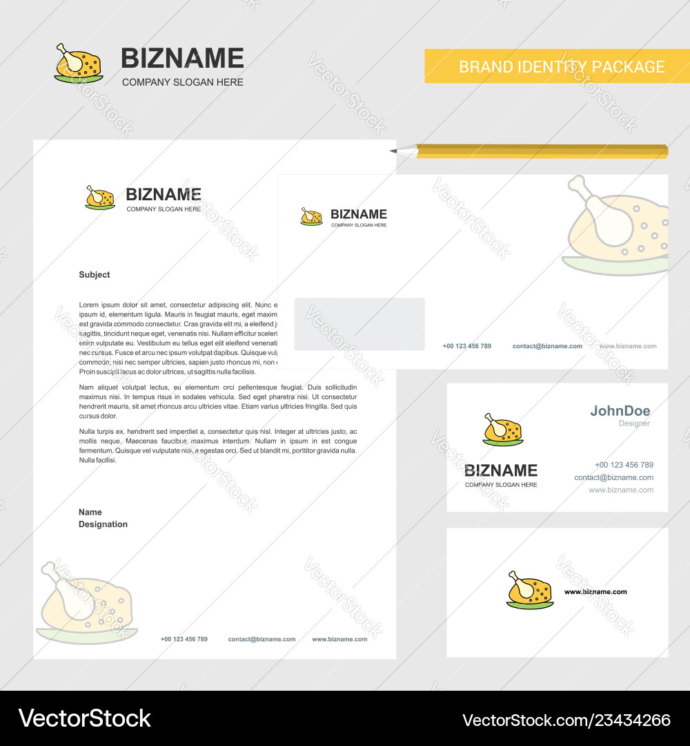 Chicken meat business letterhead envelope Vector Image