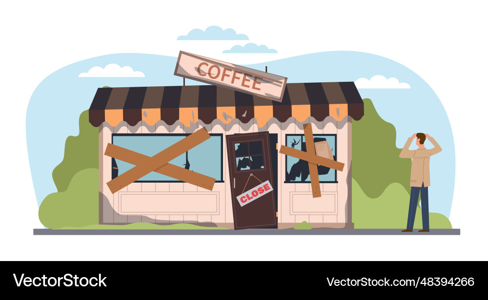 Concept of small business problems cafe owner Vector Image