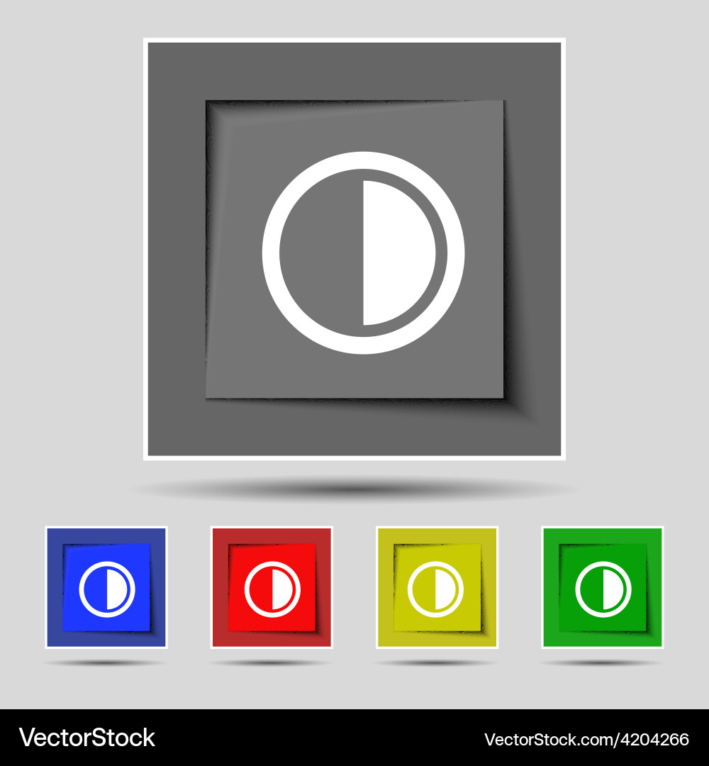 Contrast icon sign on the original five colored Vector Image