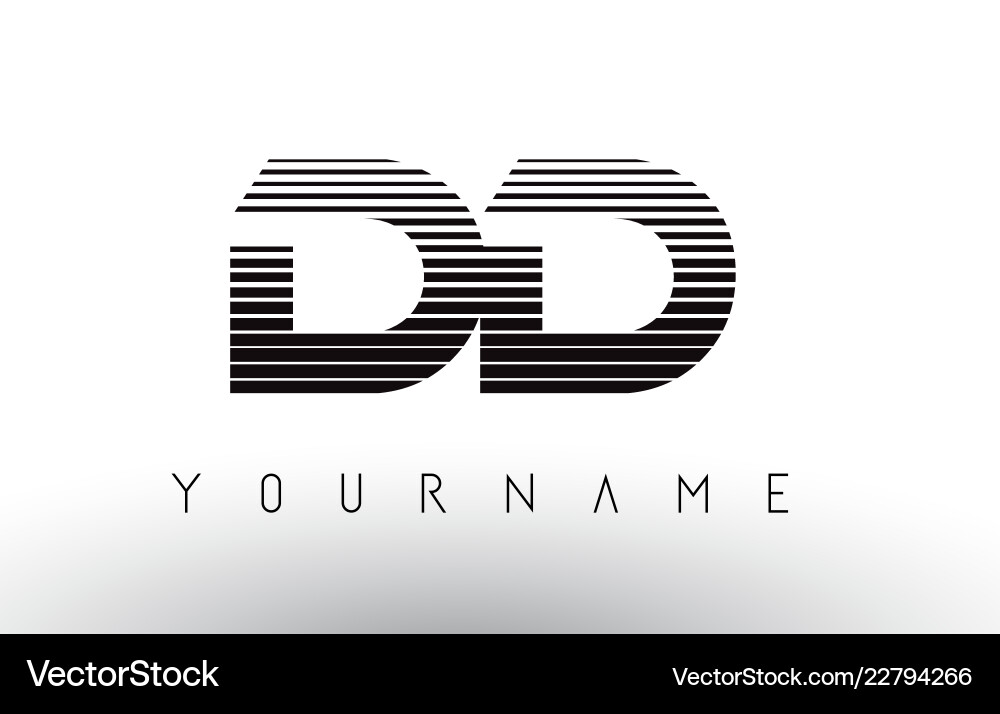 Dd d d black and white horizontal stripes letter Vector Image