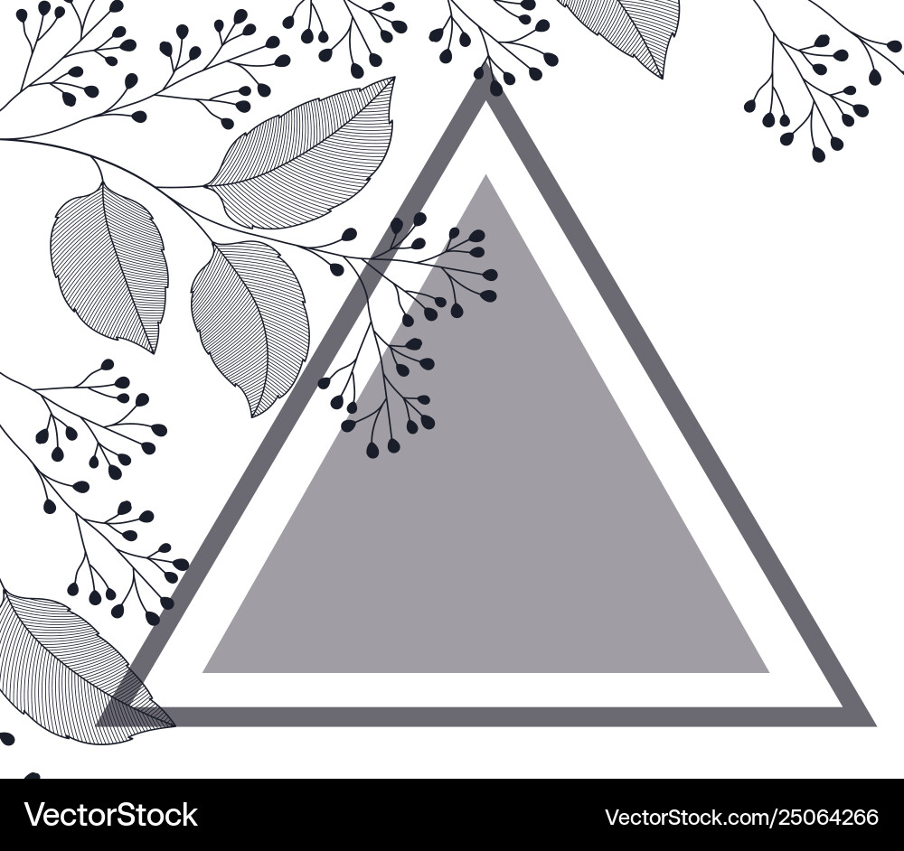 Flowers with leaves and triangle icon Royalty Free Vector