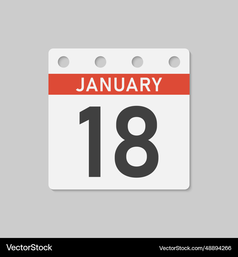 Icon page calendar day - 18 january Royalty Free Vector