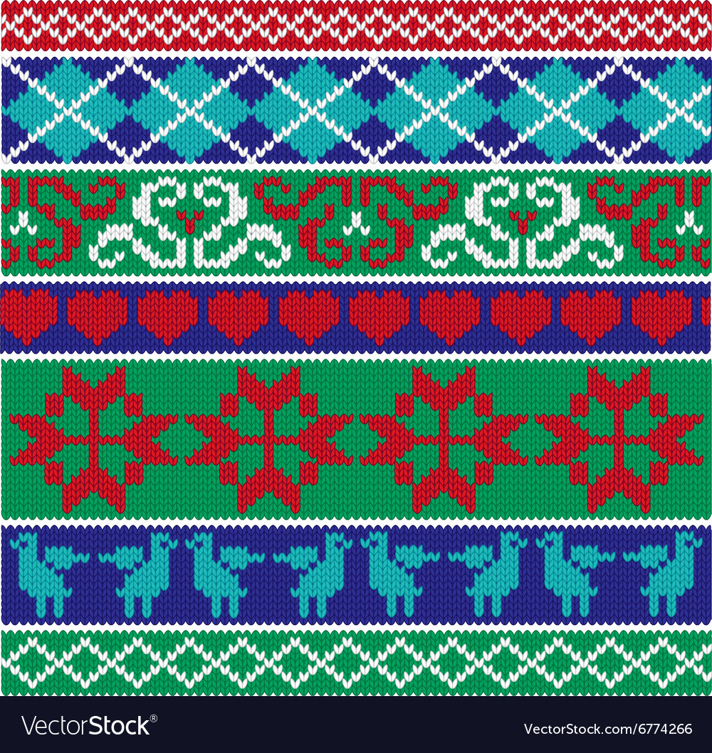Knit border patterns Royalty Free Vector Image