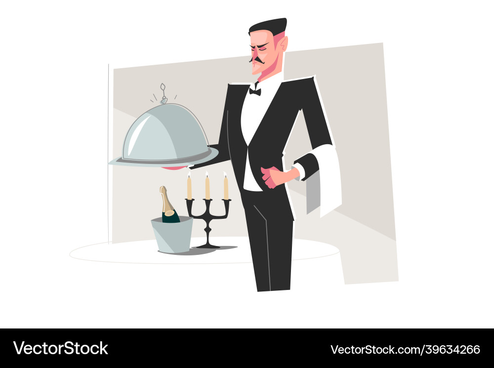 Man butler in suit Royalty Free Vector Image - VectorStock