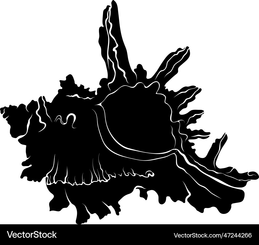 Marine spiked shell of spiral shape silhouette Vector Image