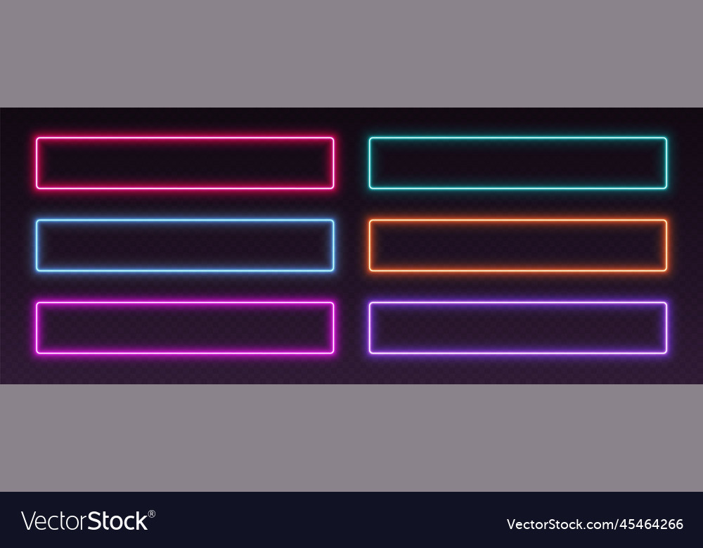 Neon frames rectangular glowing borders set Vector Image