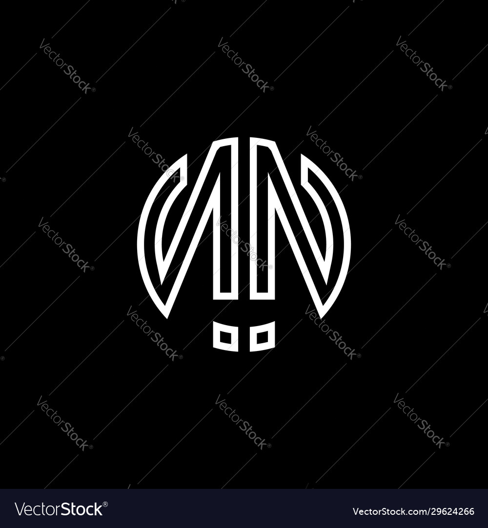 Nn monogram logo circle ribbon style outline Vector Image