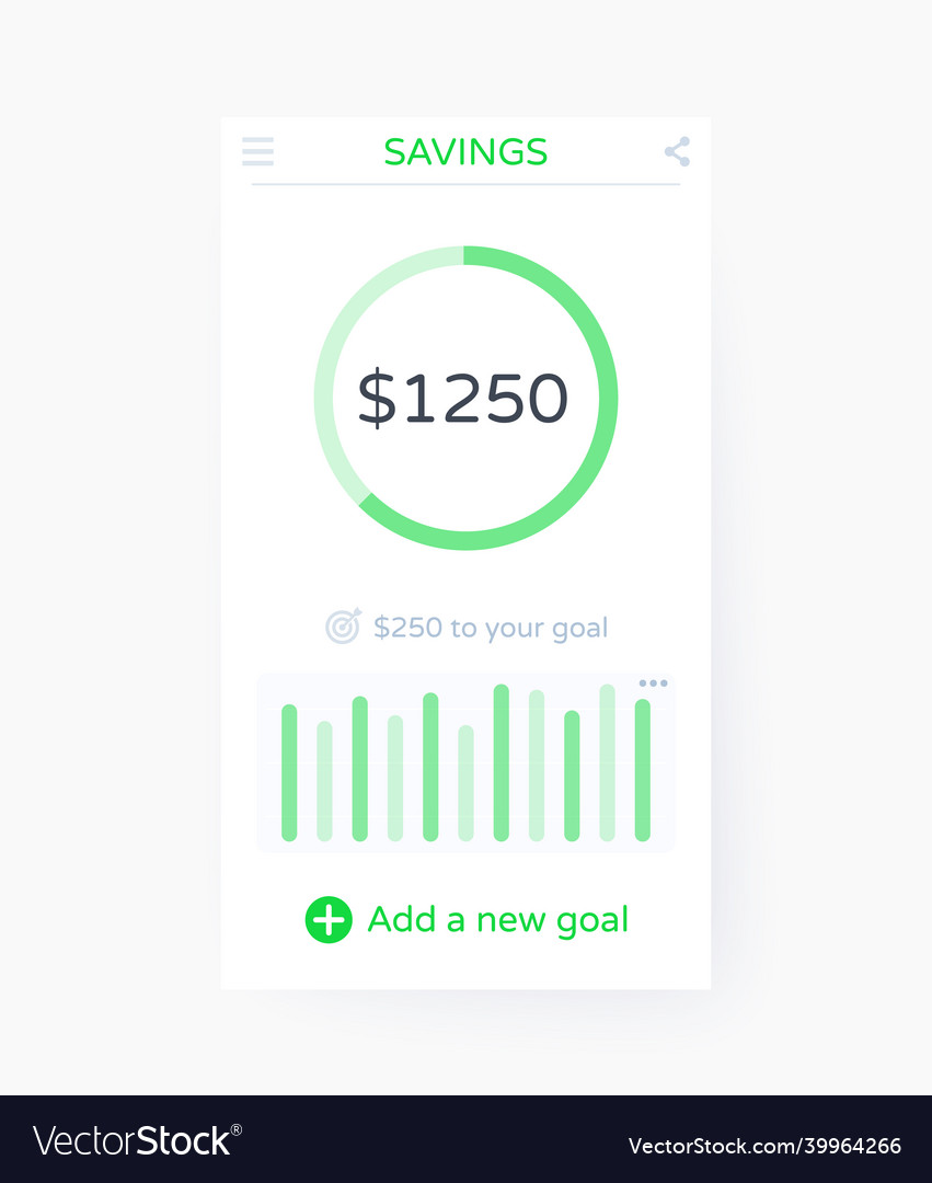 Savings app interface mobile ui design Royalty Free Vector