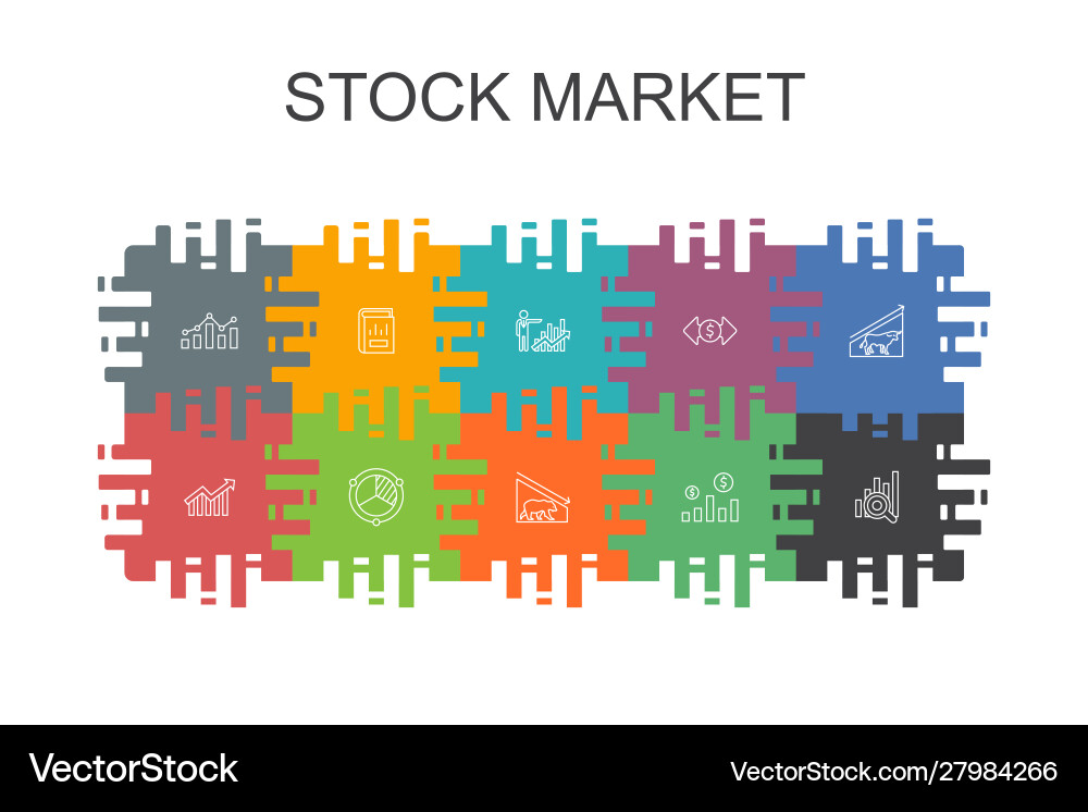 Stock market cartoon template with flat elements Vector Image