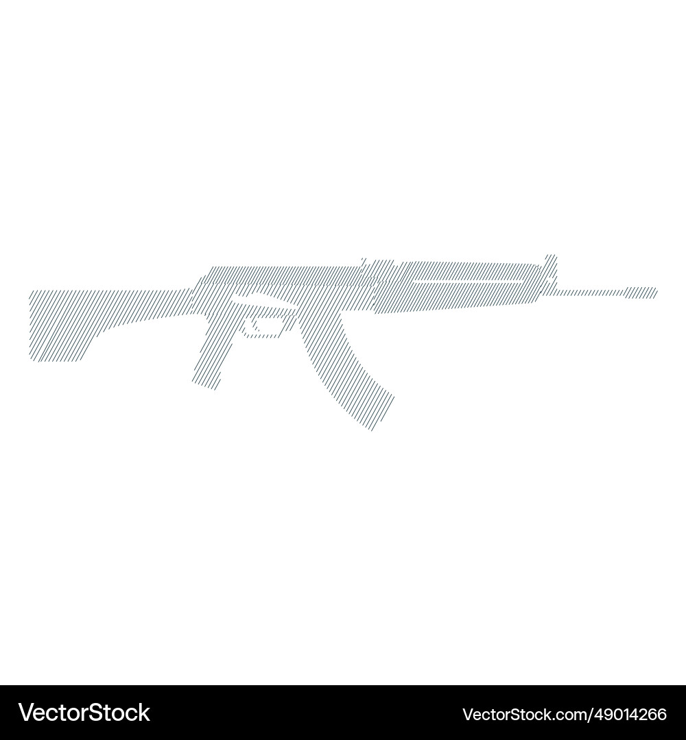 Submachine gun weapon charger barrel butt striped Vector Image