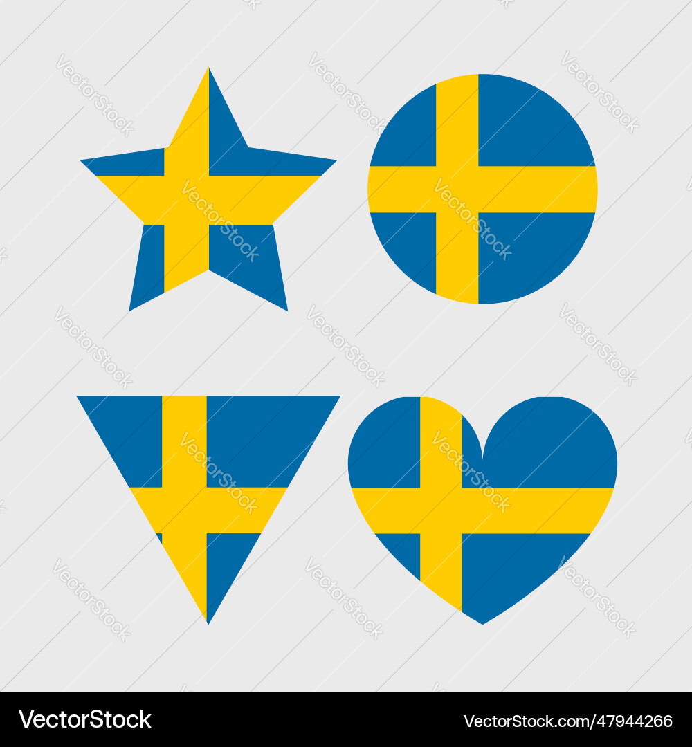 Sweden flag icons set Royalty Free Vector Image