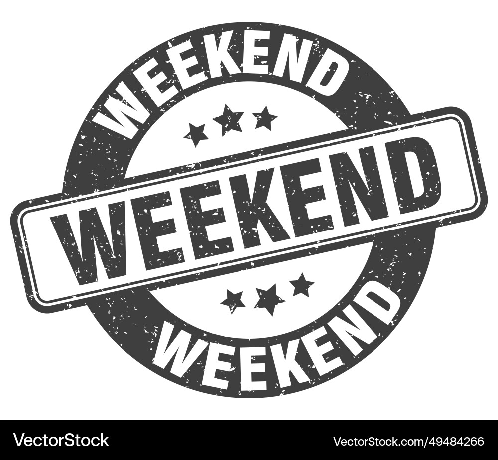Weekend stamp label round grunge sign Royalty Free Vector