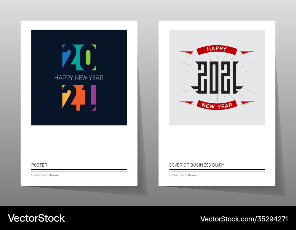 2021 set bright new year posters cover Royalty Free Vector