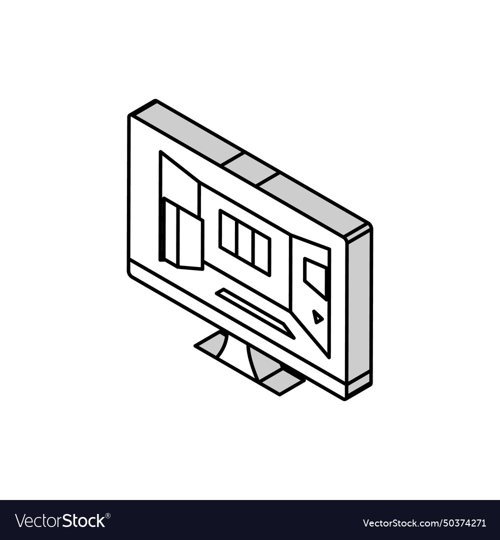 3d interior visualization isometric icon Vector Image