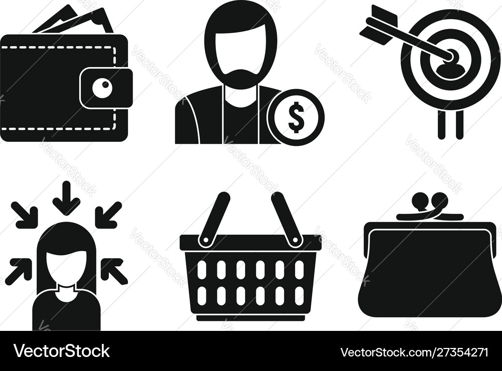 Buyer target icons set simple style Royalty Free Vector