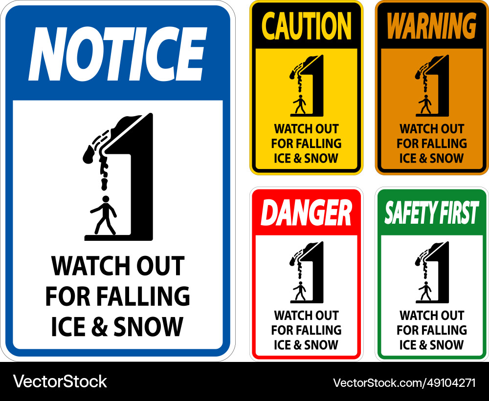 Caution sign watch out for falling ice and snow Vector Image