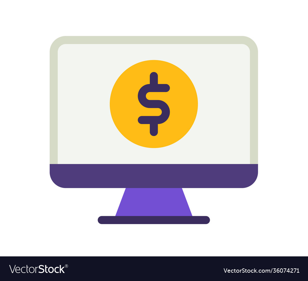Computer monetize screen single isolated icon Vector Image