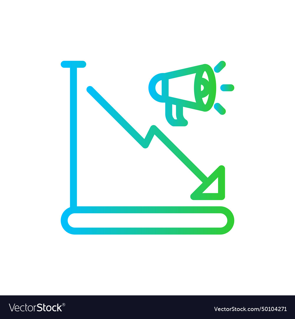 Decrease chart marketing icon with blue and green Vector Image