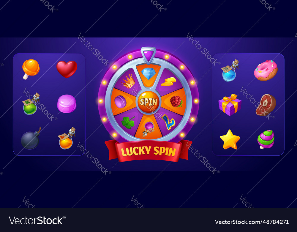 Fortune spin wheel ui game lottery design Vector Image