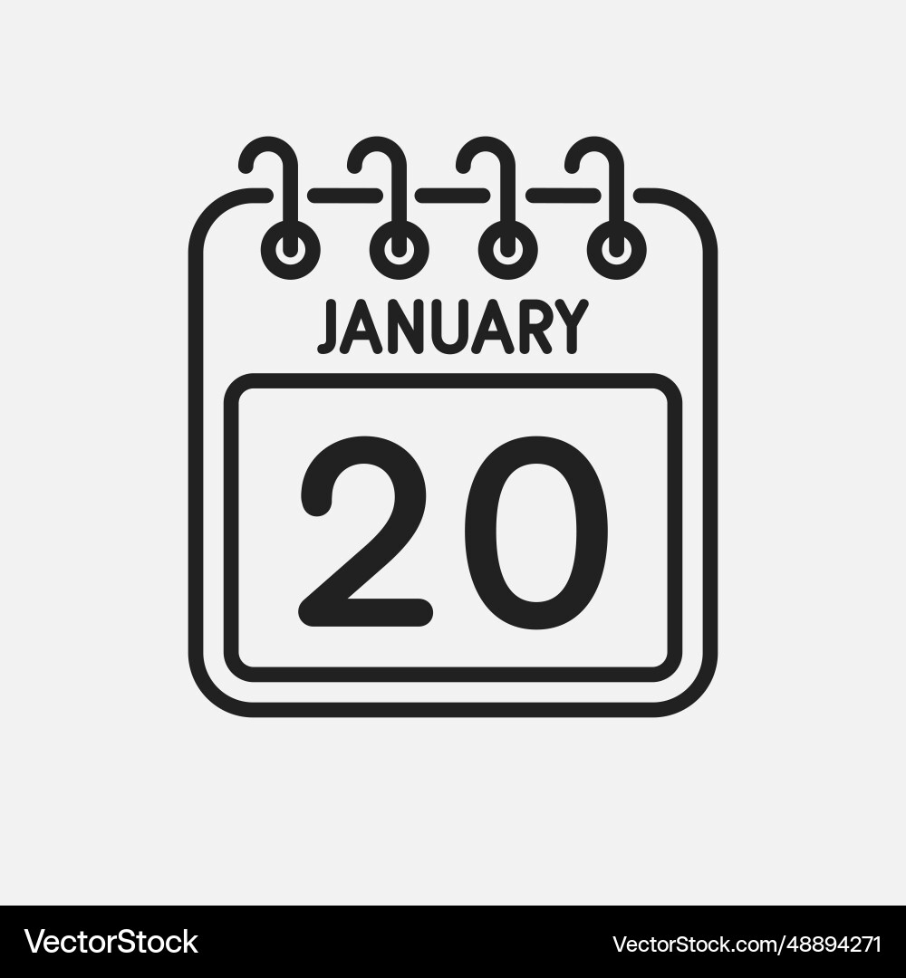 Icon page calendar day - 20 january Royalty Free Vector