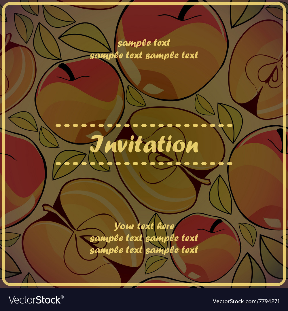 Invitation card with apples Royalty Free Vector Image