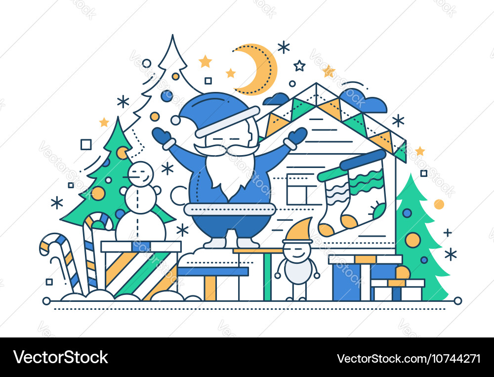 Merry christmas - line design card Royalty Free Vector Image