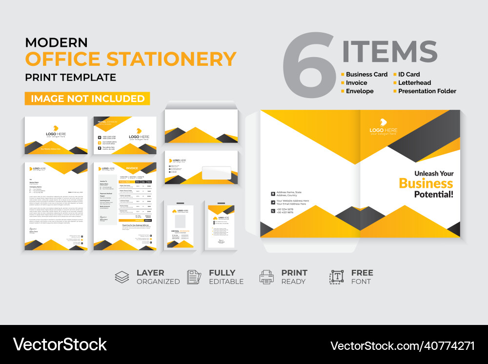 Modern office stationery print template free Vector Image