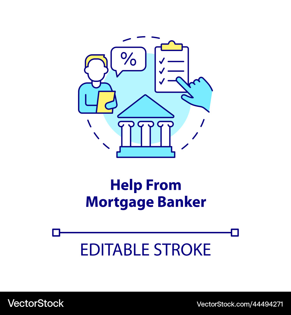 Mortgage banker help concept icon Royalty Free Vector Image