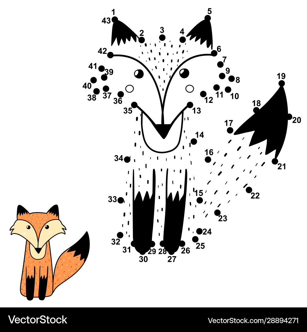 Numbers game for kids with a cute fox Royalty Free Vector